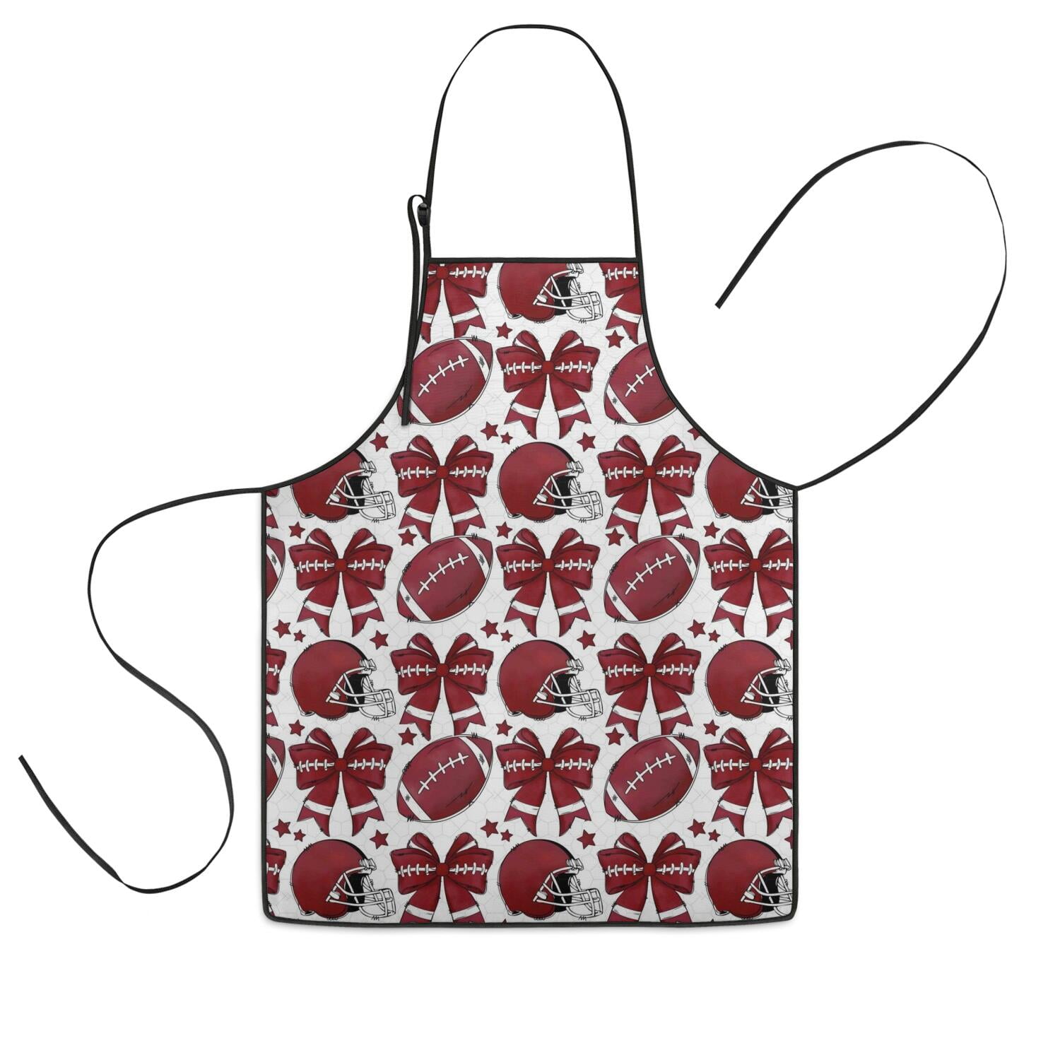 Red Football Helmets with Bows Pattern Kids Aprons for Girls and Boys ...