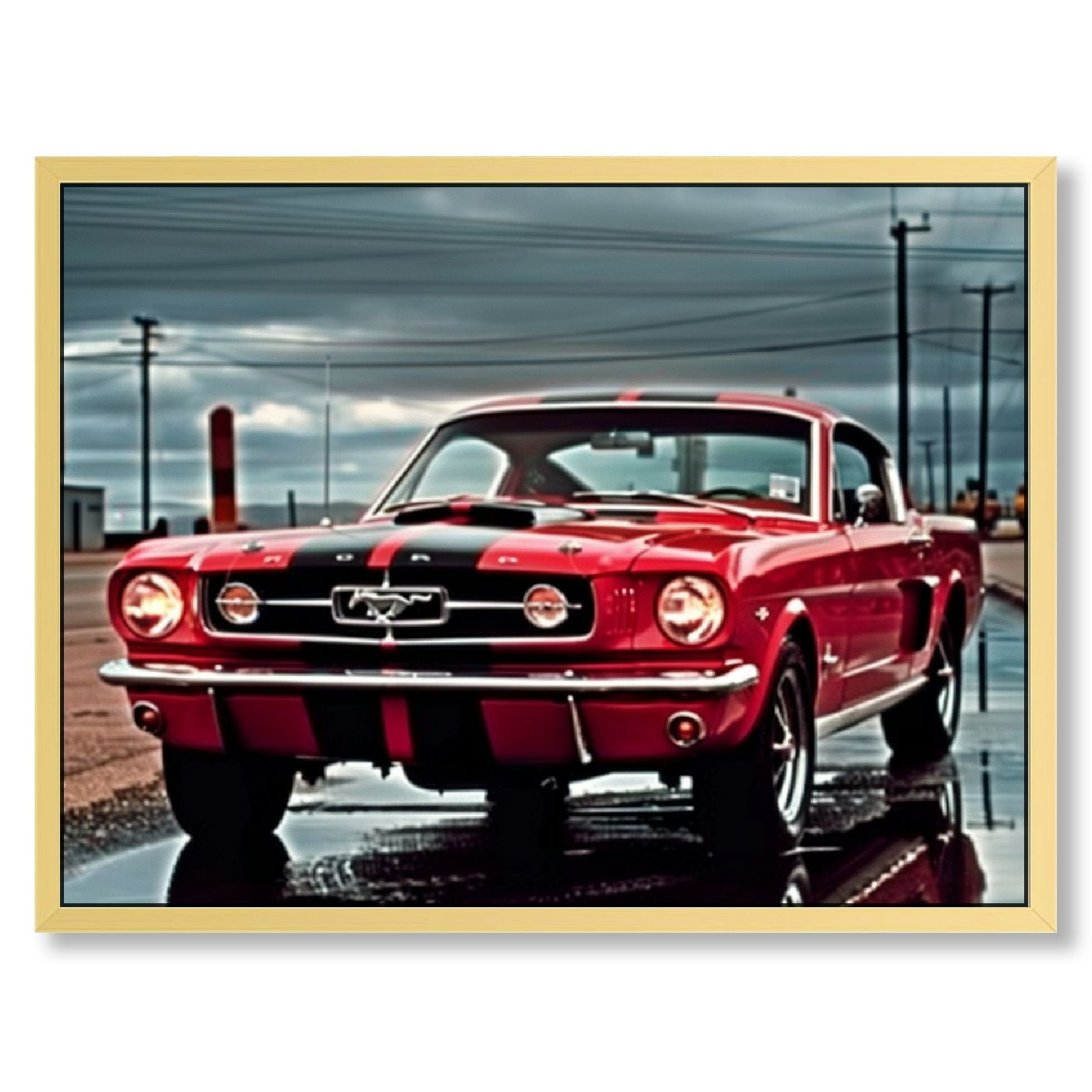 Red Ford Shelby Mustang Vintage Car Art Print Poster - Walmart.com