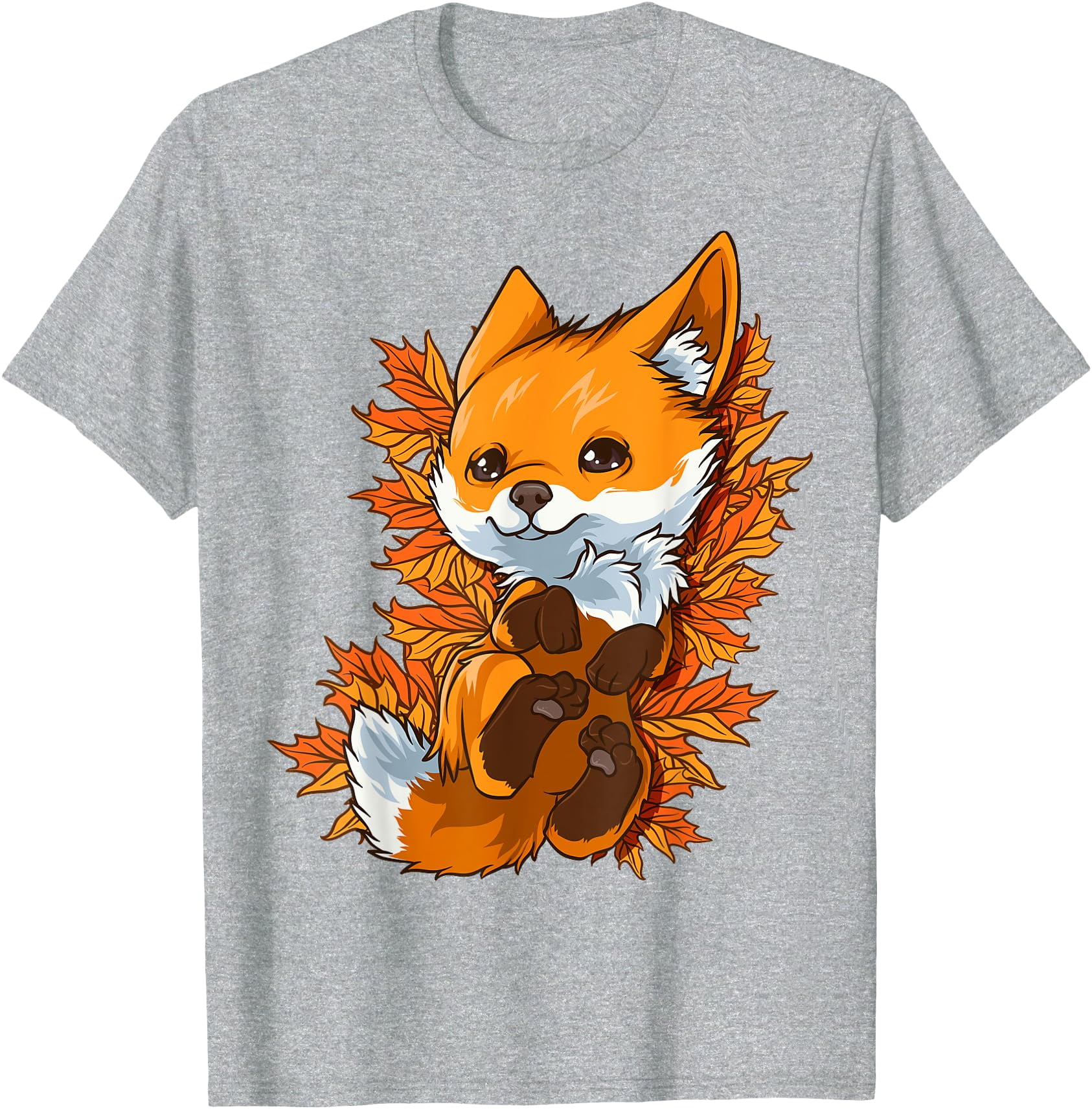 Red Forest Fox Baby Animal Autumn Fall Leaves Unisex T-Shirt for Men ...