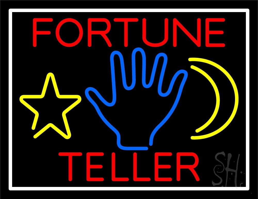 Red Fortune Teller With Logo LED Neon Sign 24" Tall x 31" Wide - inches ...