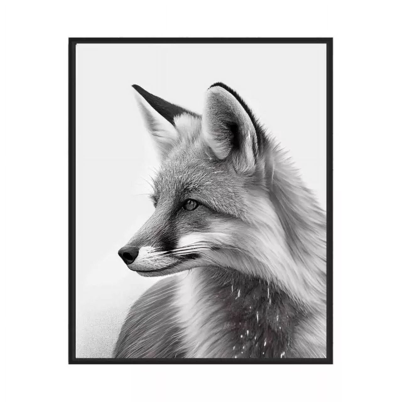 Red Fox Black And White Animal Photo Art Print Poster Wall Art Painting ...