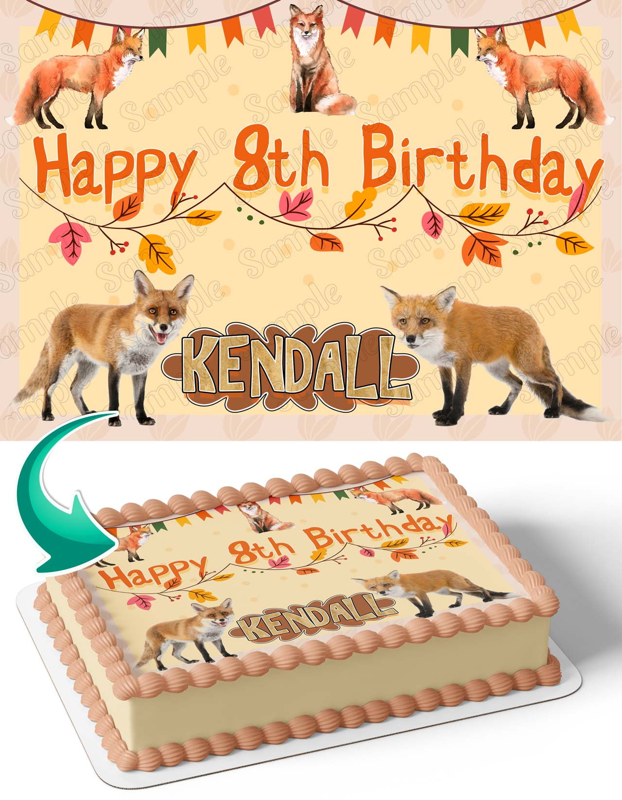 Red Fox Edible Image Cake Topper Personalized Birthday Sheet Decal ...