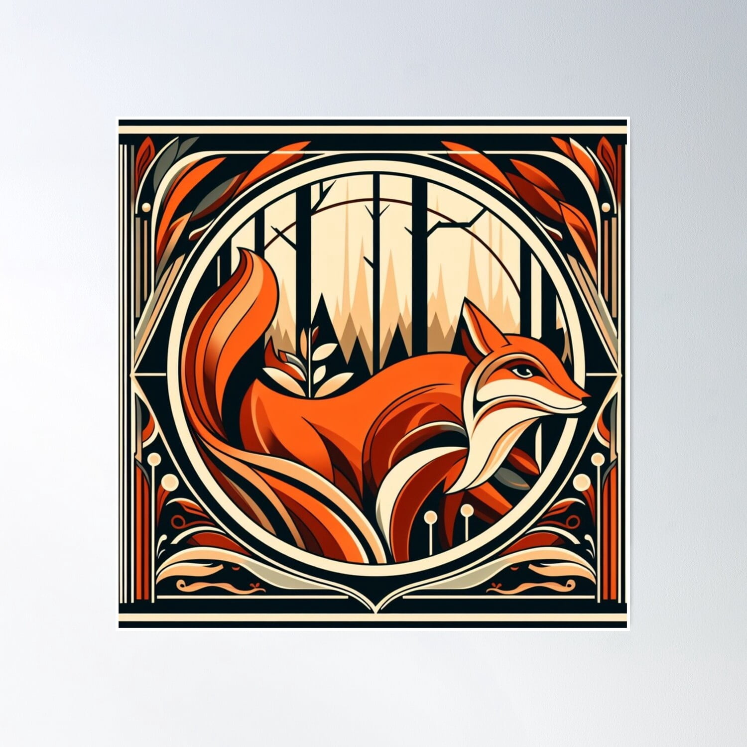 Red Fox In The Forest Poster Wall Art, Modern Wall Decor, 16x16 ...