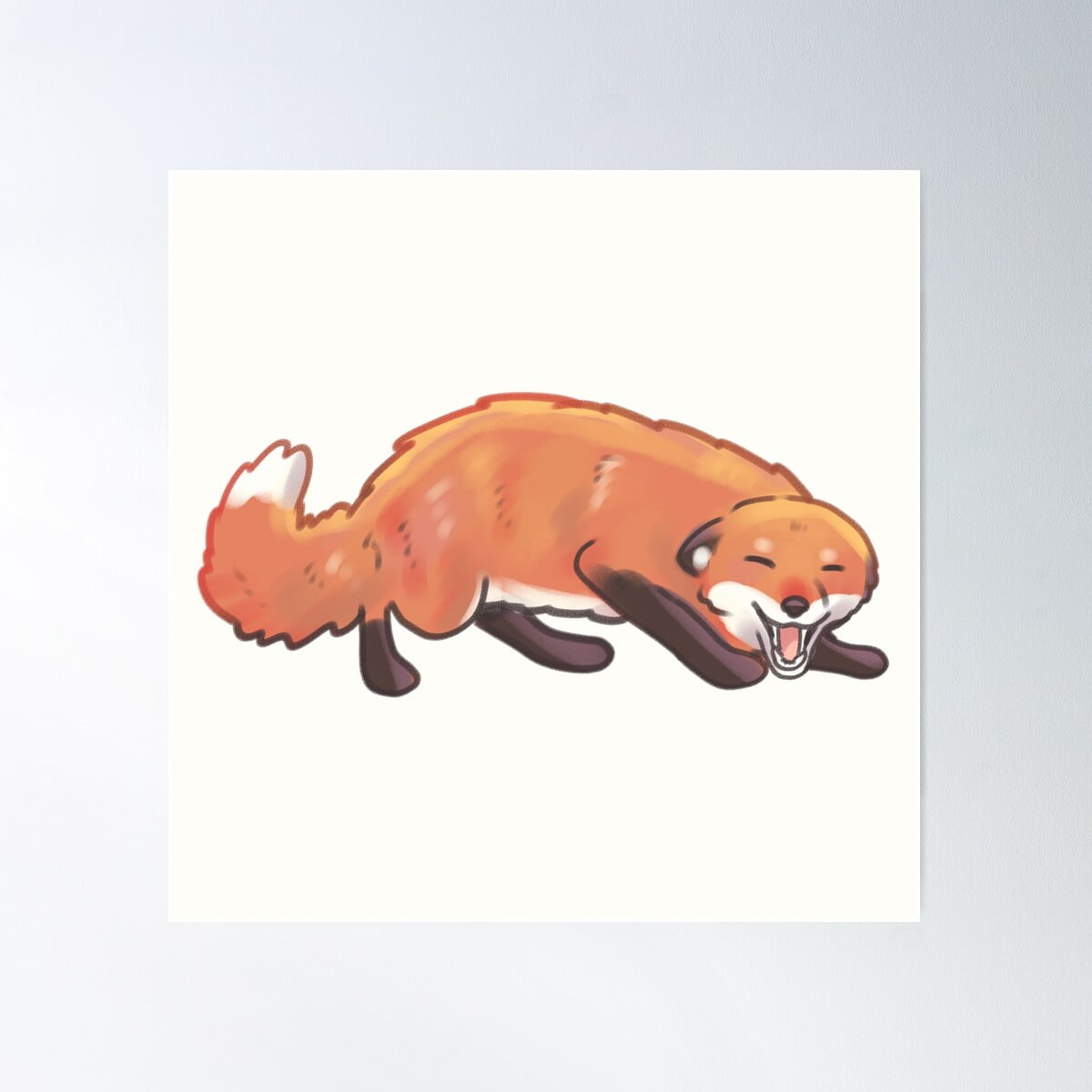 Red Fox Laughing Poster Wall Art, Modern Wall Decor For Living Room ...