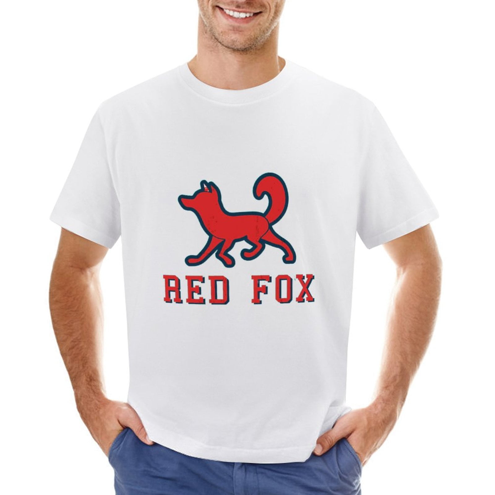 Red Fox Men’s Graphic T-shirt Vintage Short Sleeve Sport Tee White L ...