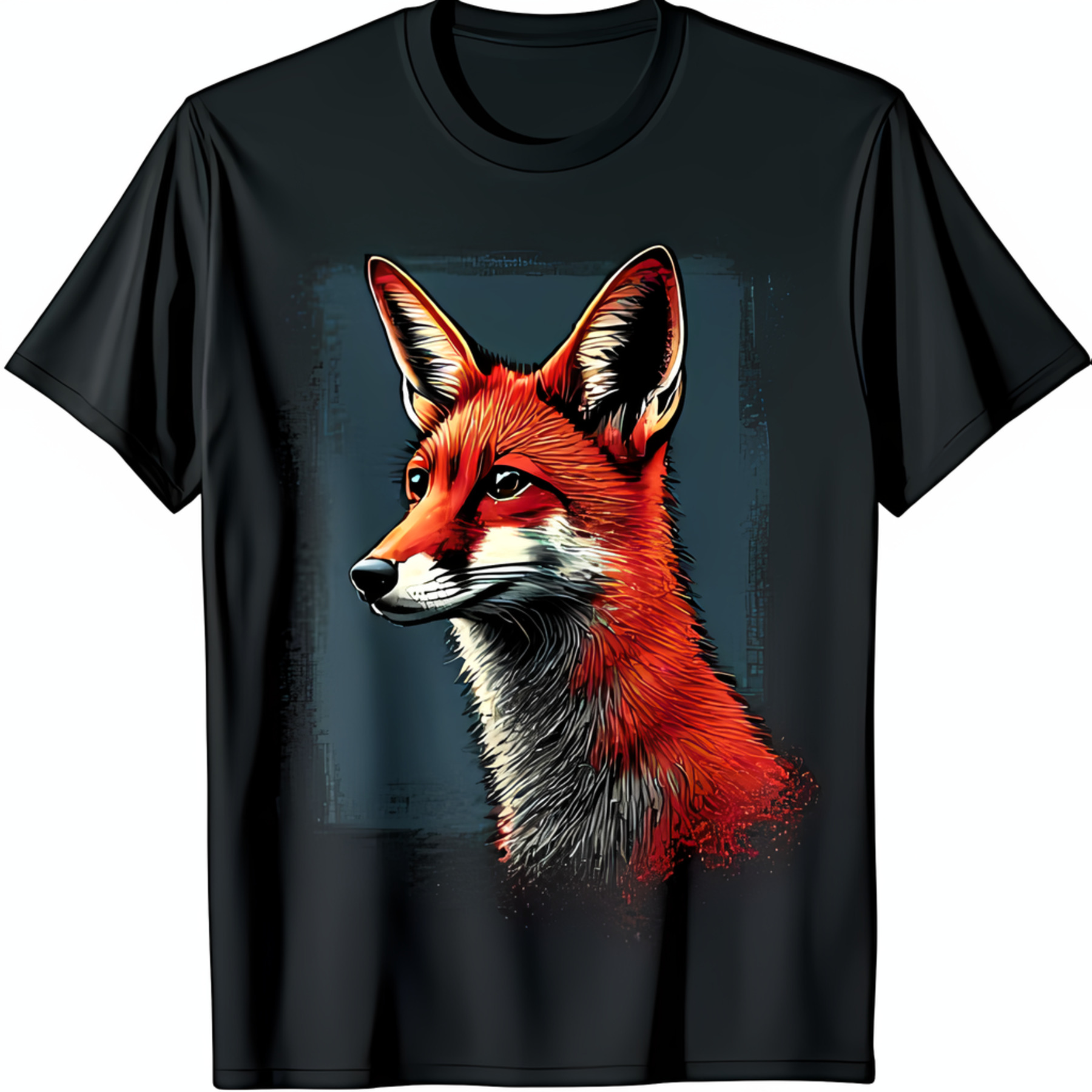 Red Fox Portrait Digital Art Black T-Shirt Bold Pixelated Design ...
