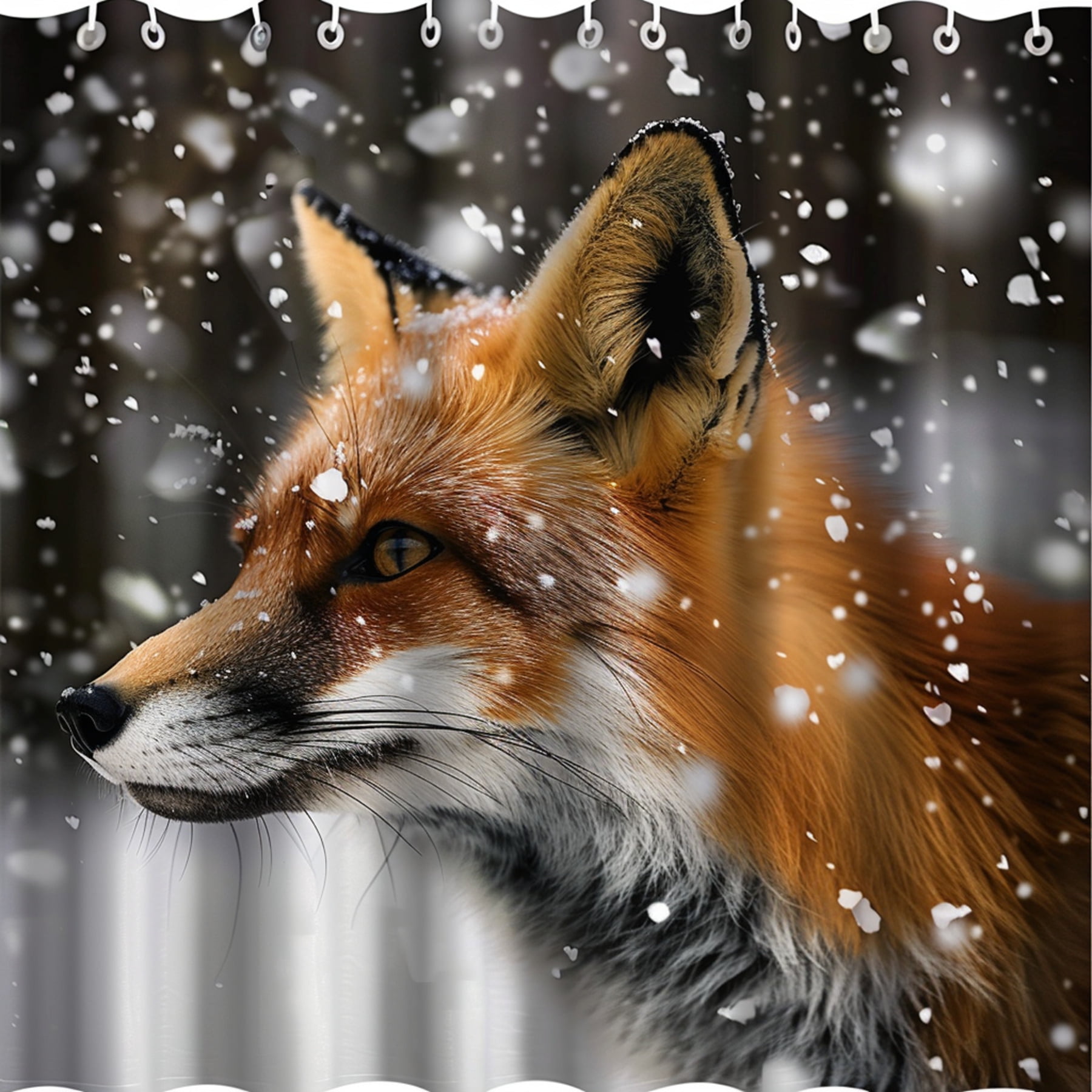 Red Fox in S Shower Curtain Realistic Photo Style with Bathroom Curtain ...
