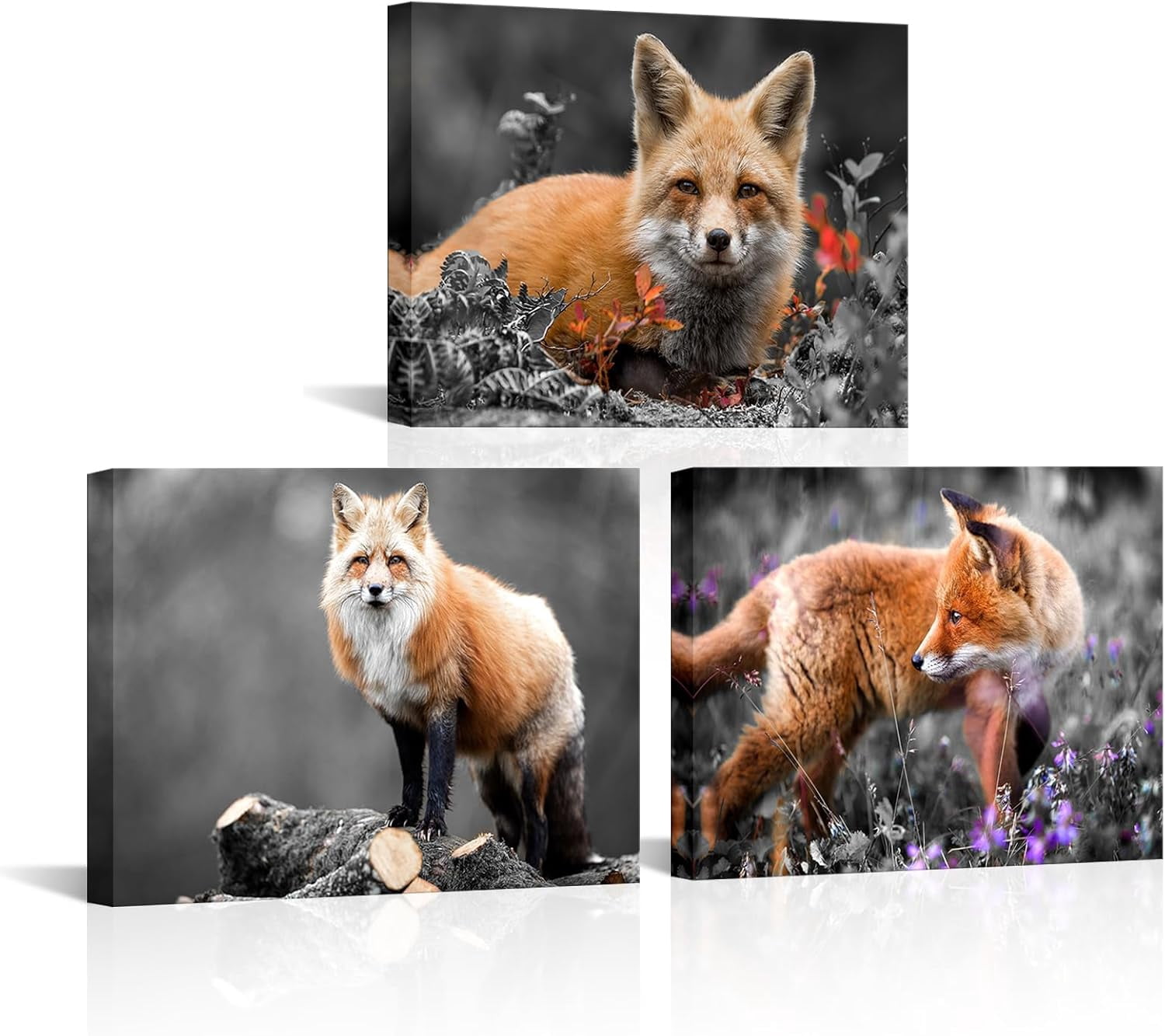 Red Fox Wall Art Decor Fox Canvas Picture Prints Wild Animal Painting ...