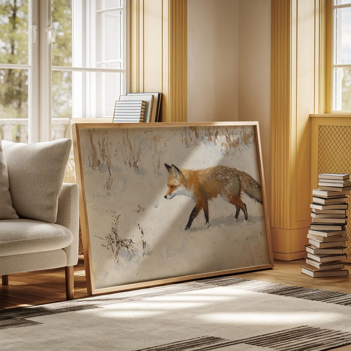 Red Fox In Winter Snow - Wildlife Art For Rustic And Nature-Inspired ...