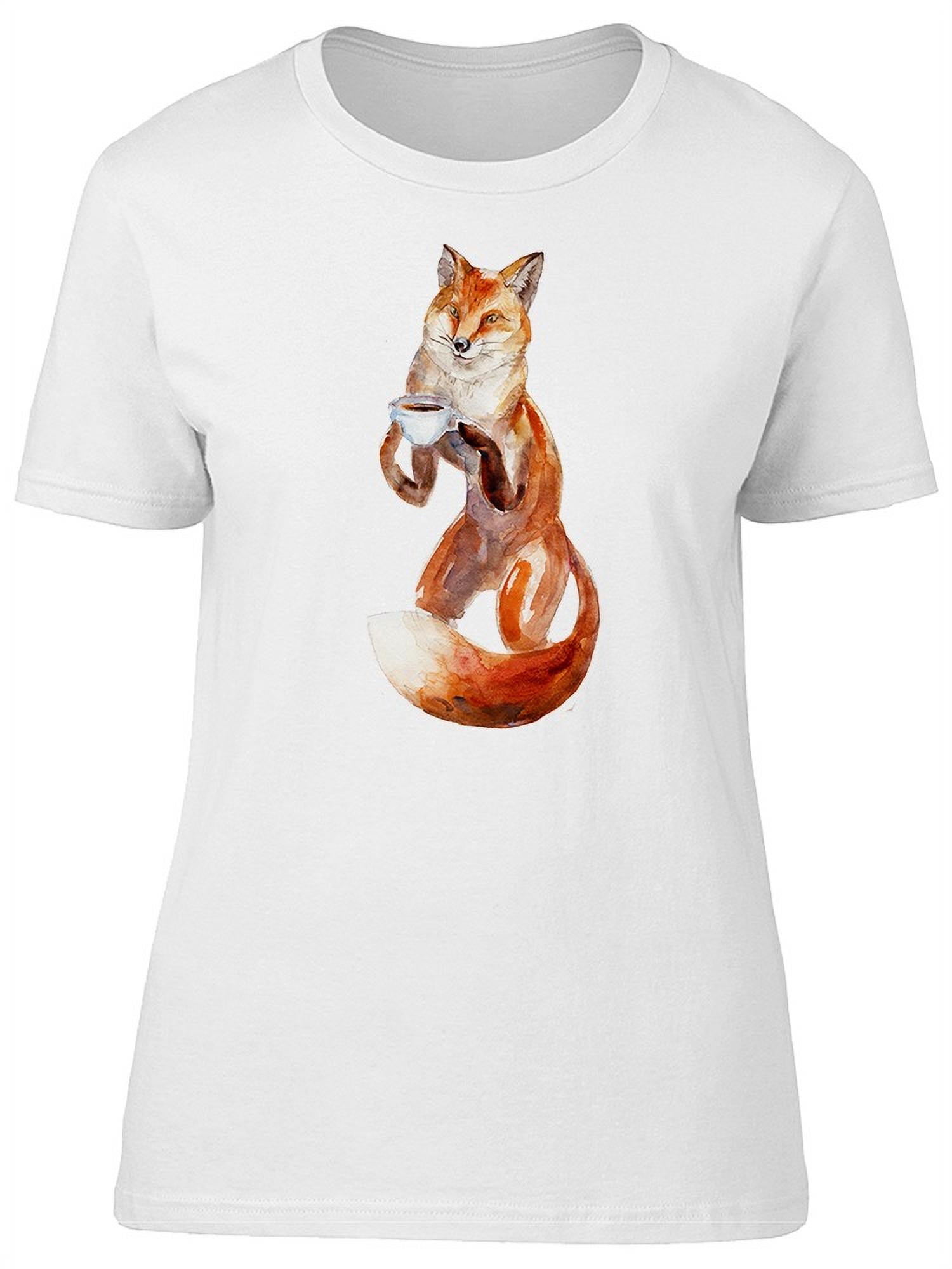 Red Fox With A Cup Of Coffee T-Shirt Women -Image by Shutterstock ...