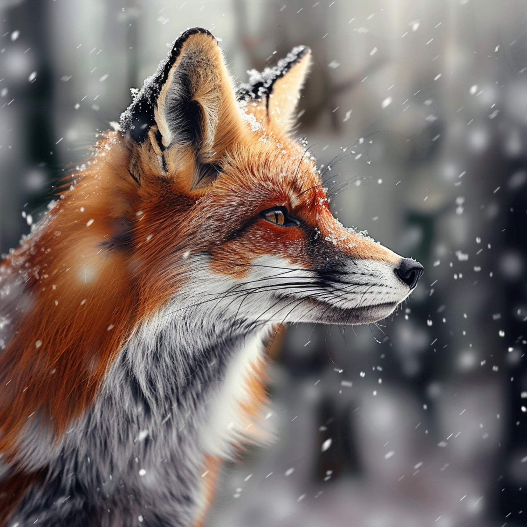 Red Fox in S Shower Curtain Realistic High Definition Photo Style ...