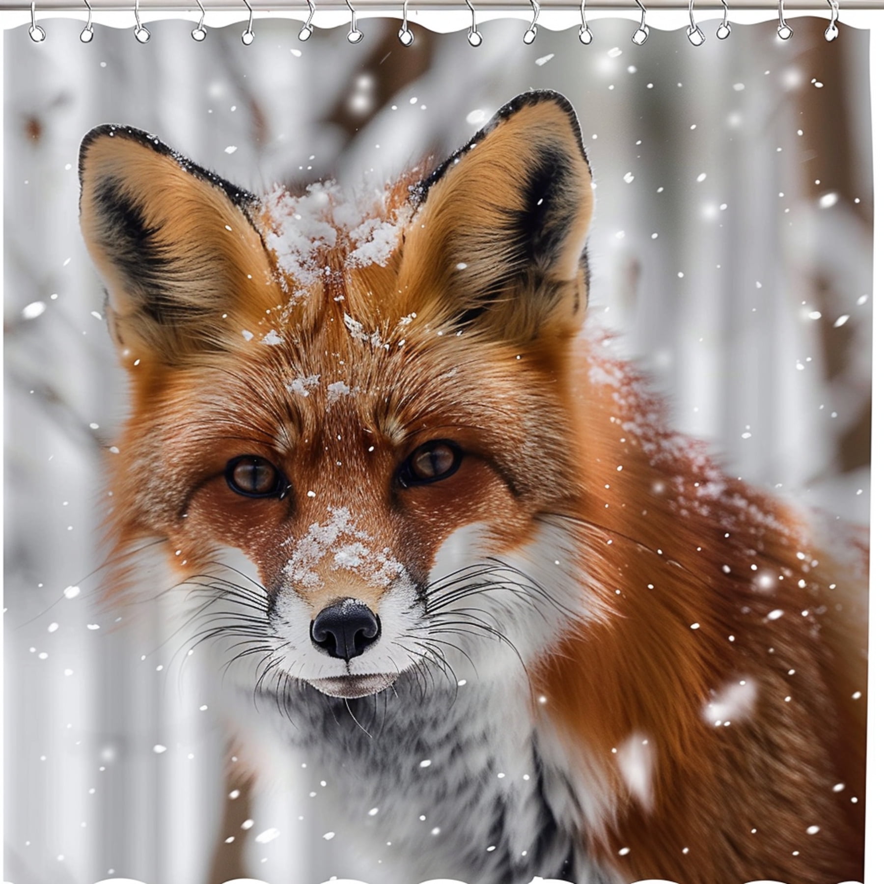 Red Fox in S Shower Curtain Winter Forest Bathroom Decor High Detail ...