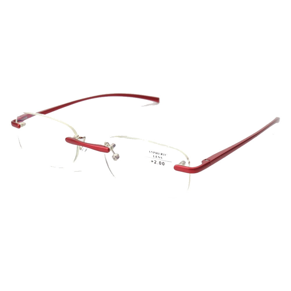 Red Frameless Trimmed Reading Glasses 2.00 Ultra-light Blue Light ...