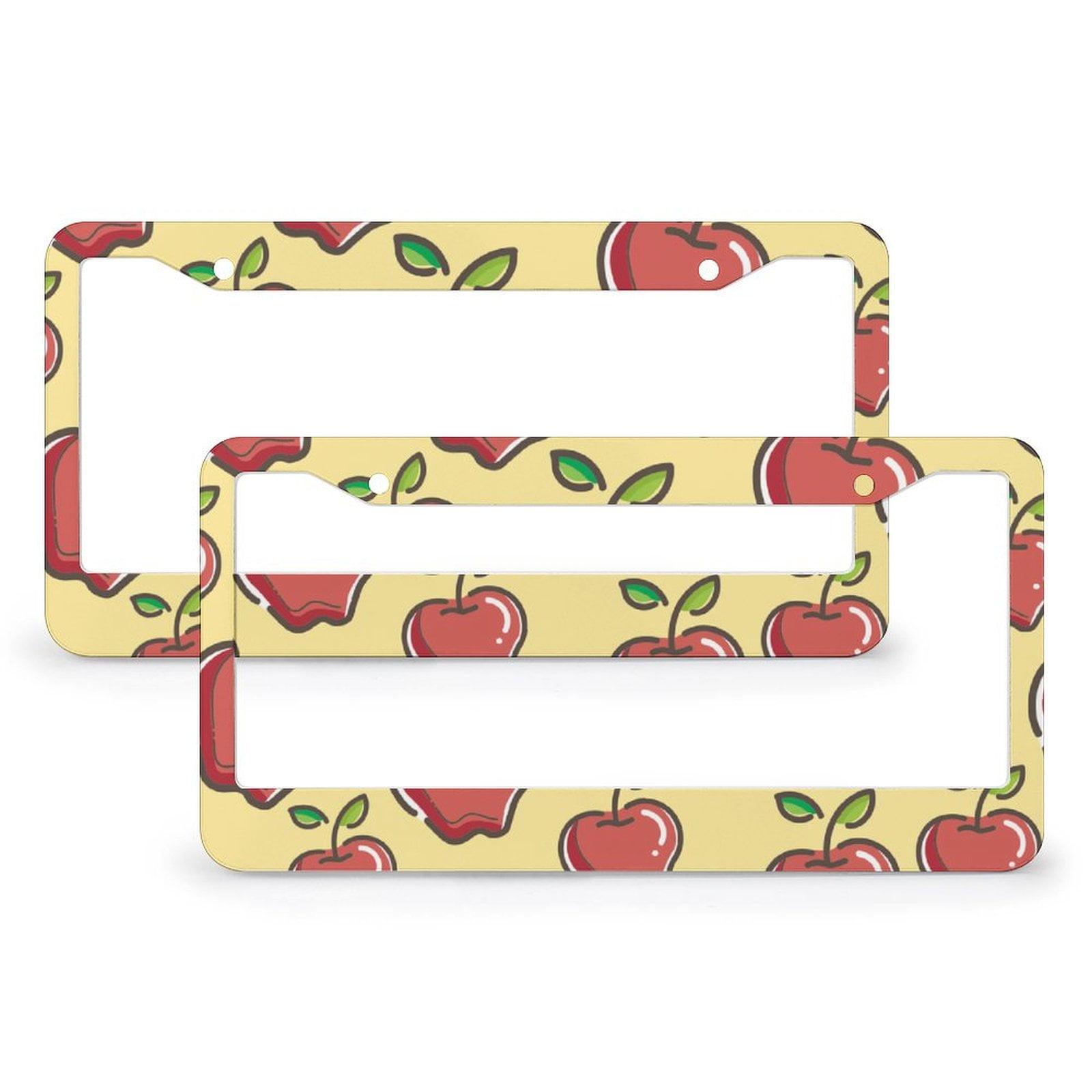 Red Fruit Apples License Plate Cover 2 Pcs Set Floral Flowers Seamless ...