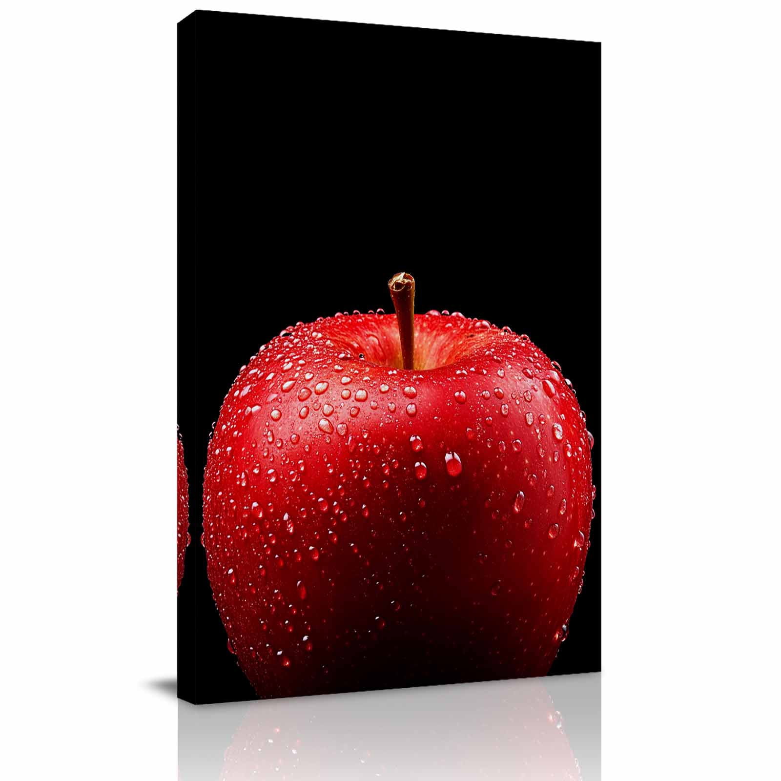 Red Fruit Canvas Wall Art for Living Room, Real Black Background Poster ...