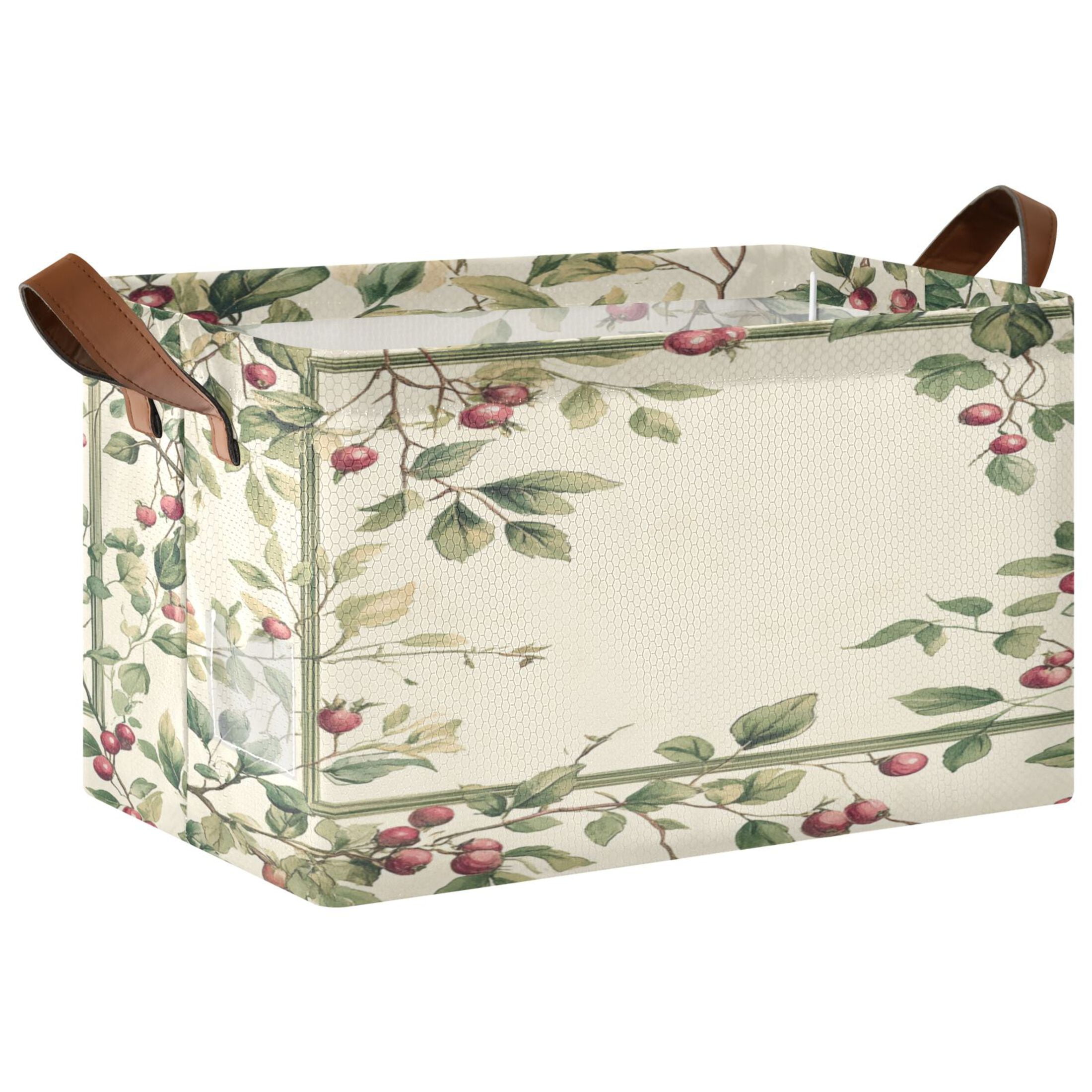 Red Fruit Pattern Storage Basket Soccer Plaid Fabric Hoard Box ...