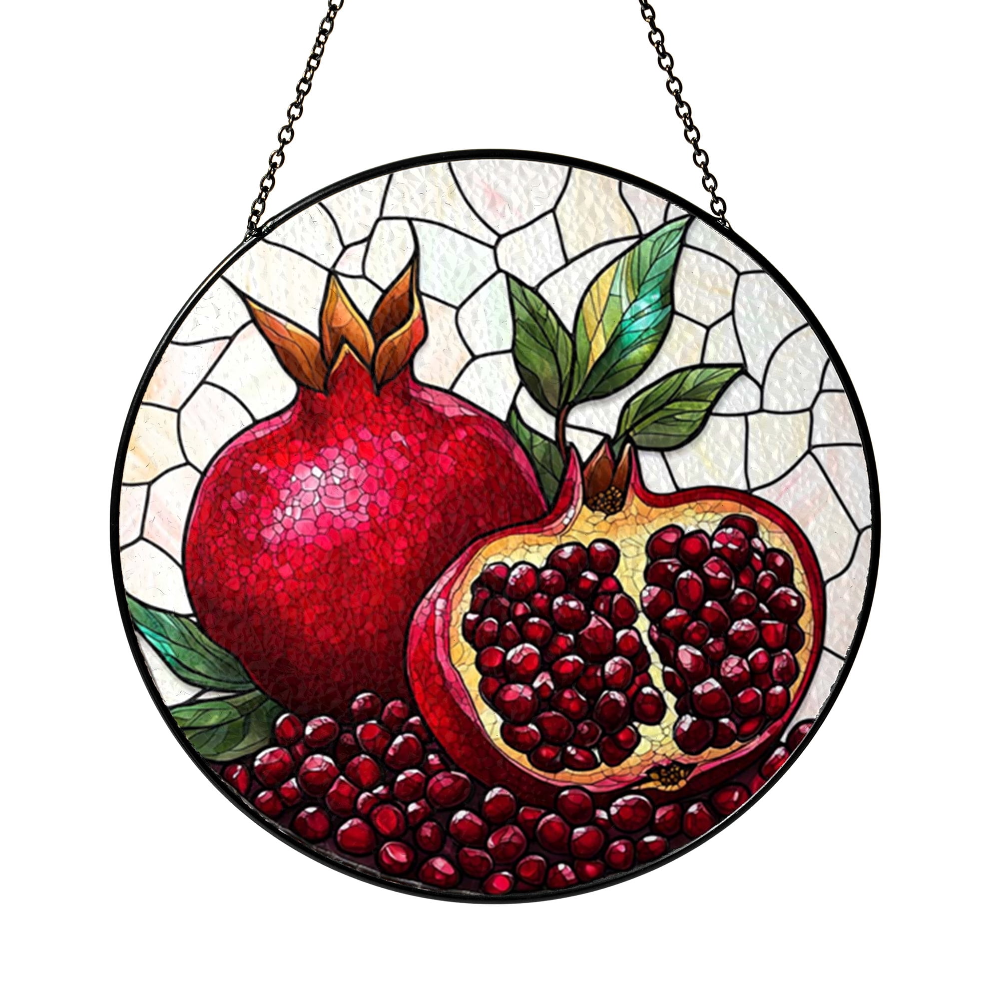Red Fruit Pomegranate Stained Glass Style Suncatcher Window Hanging ...