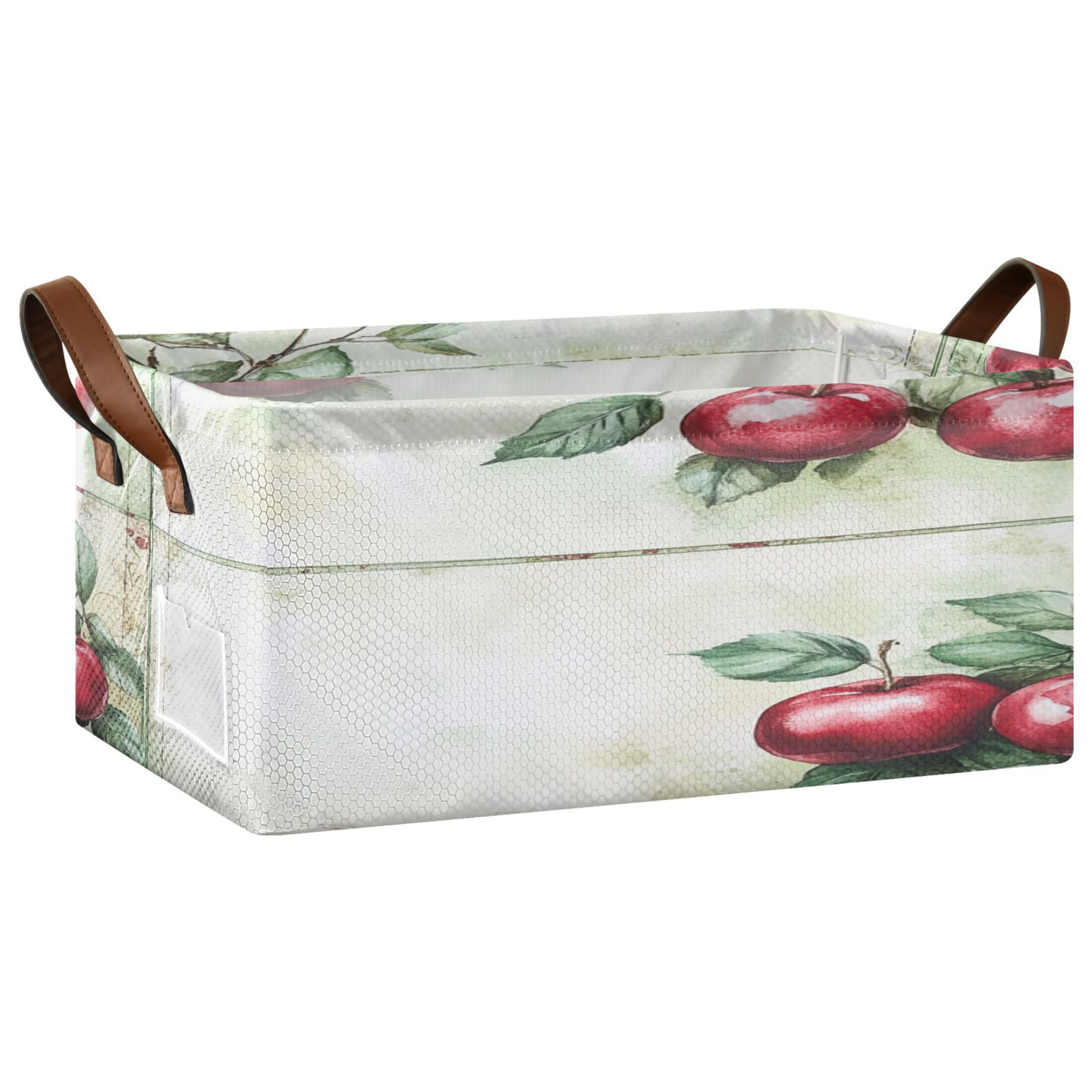 Red Fruit Storage Basket Soccer Plaid Fabric Hoard Box Oversized ...