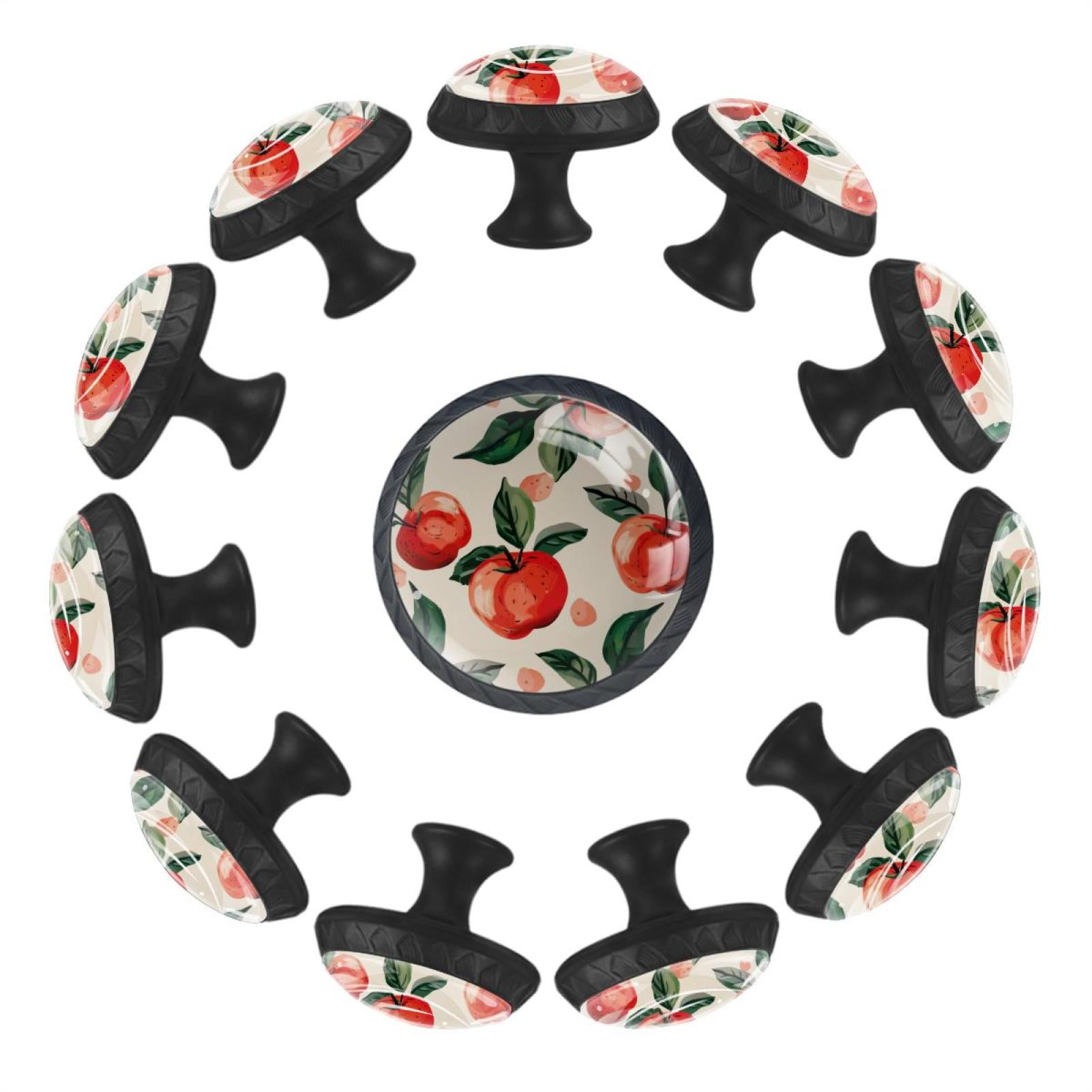 Red Fruits Aesthetic Pattern 35MM Round Glass Cabinet Knobs, Kitchen ...