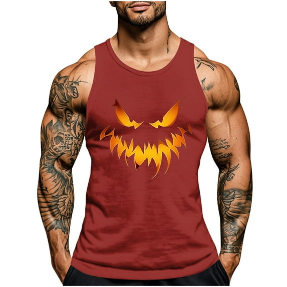 Red Funny Cami Tank Track Gym Happy Vacation Halloween Brunch Running ...