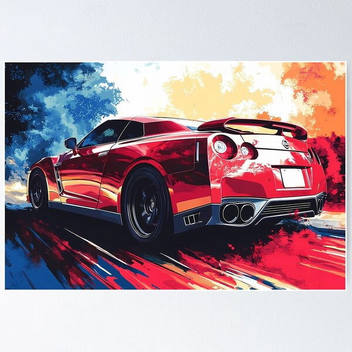Red Fury – Nissan Gt-R V-Spec R35 Pop Art V Poster Wall Art, Modern ...