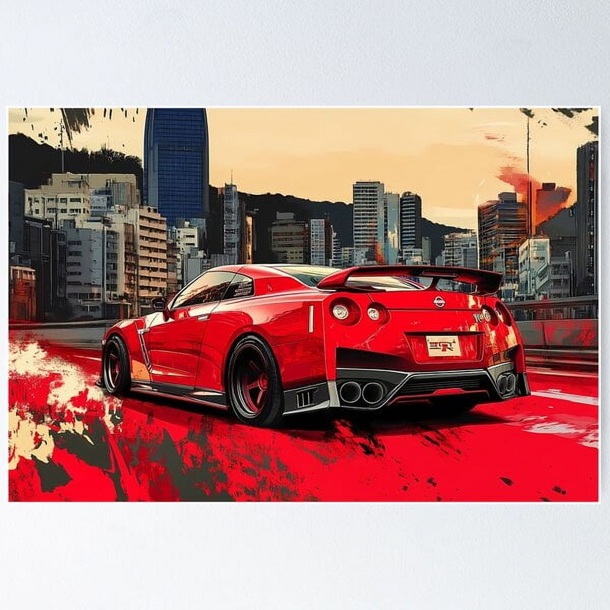 Red Fury – Nissan Gt-R V-Spec R35 Pop Art Vii Poster Wall Art, Modern ...