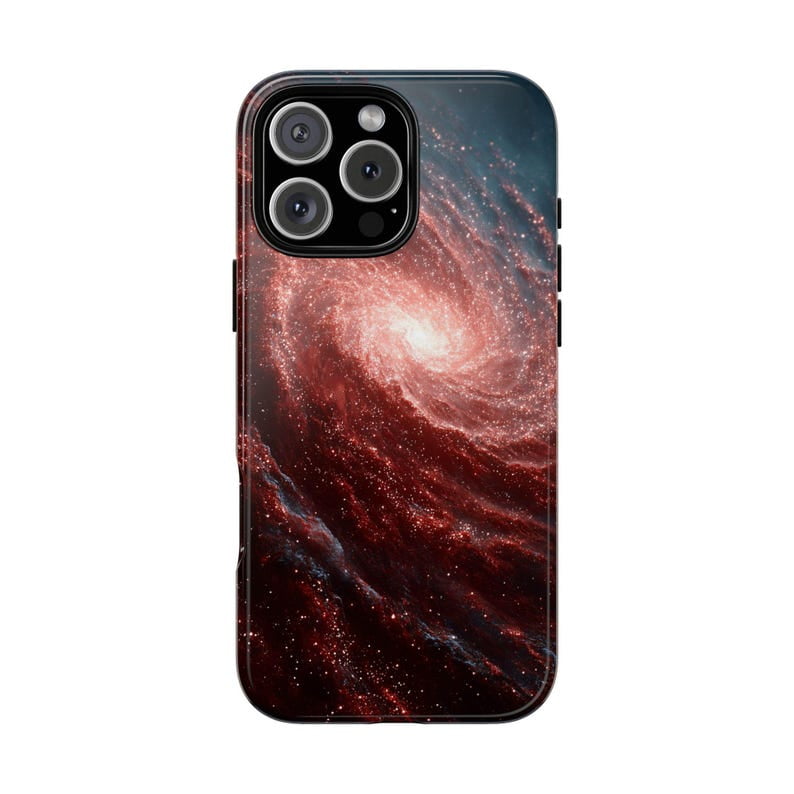 Red Galaxy Spiral Cosmic Universe Space Phone Case with iPhone 17 to 11 ...