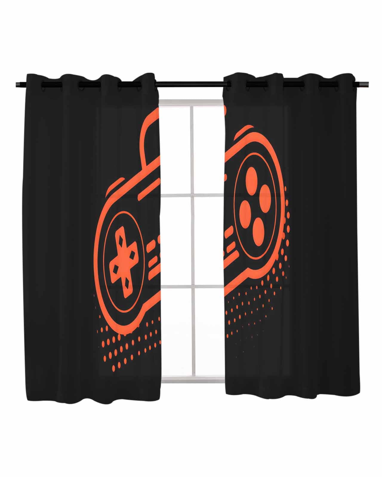 Red Game Console Sheer Curtains 54 Inch Length 2 Panels Gameing Modern ...