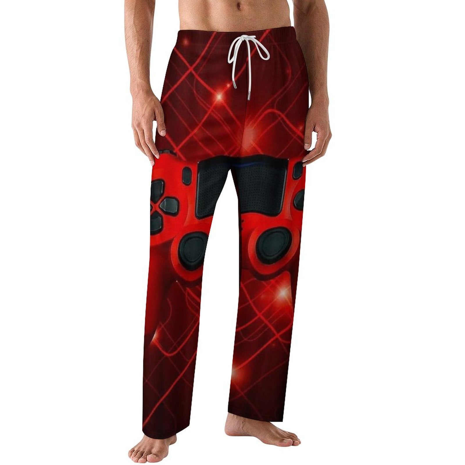 Red Game Controller Mens Pajamas Pajama Pants Mens Sleepwear Lounge ...