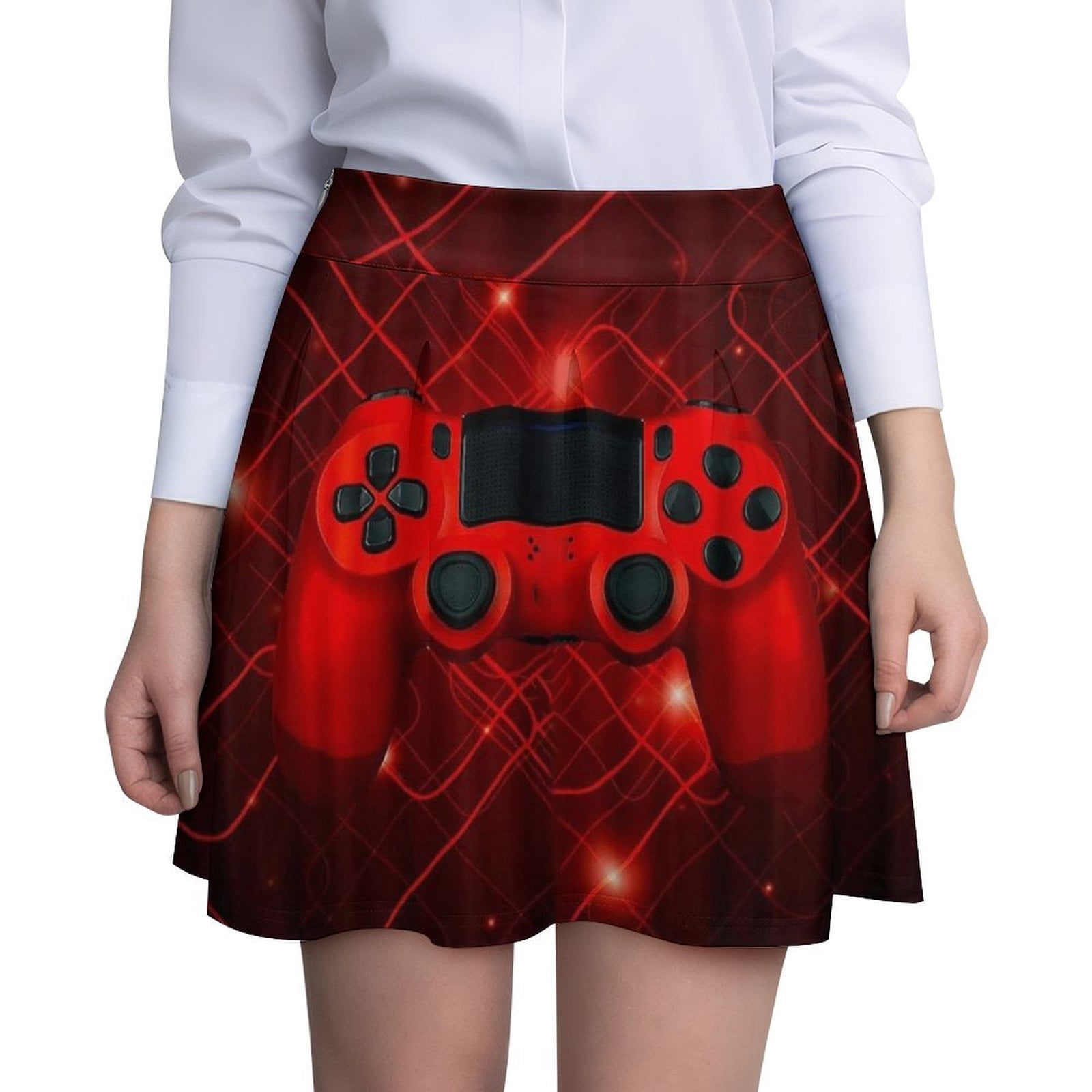 Red Game Controller Women's Casual Mini Skirt Invisible Zipper Summer ...