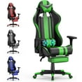 Red Gaming Chair with Footrest Leather Ergonomic Gaming Chairs for Adults with Massage Lumbar ...
