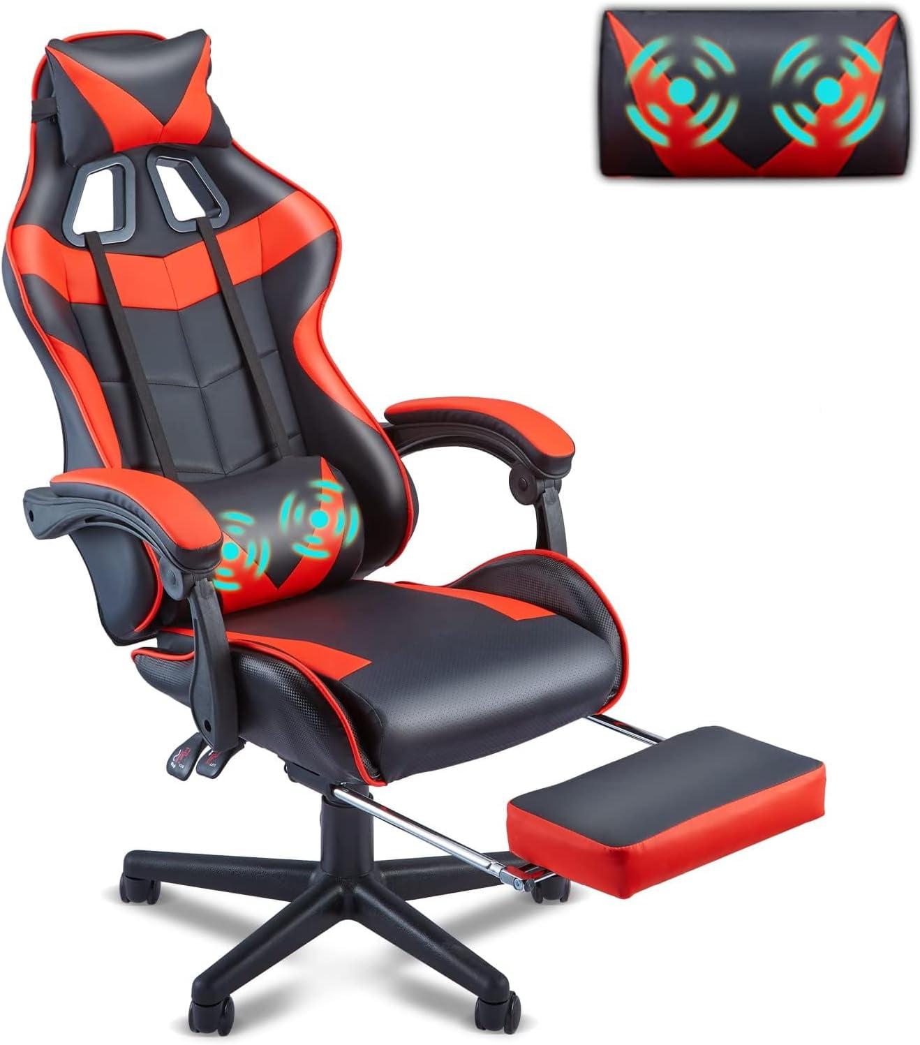 Red Gaming Chairs with Footrest,Racing Gaming Chair,Computer Gamer ...