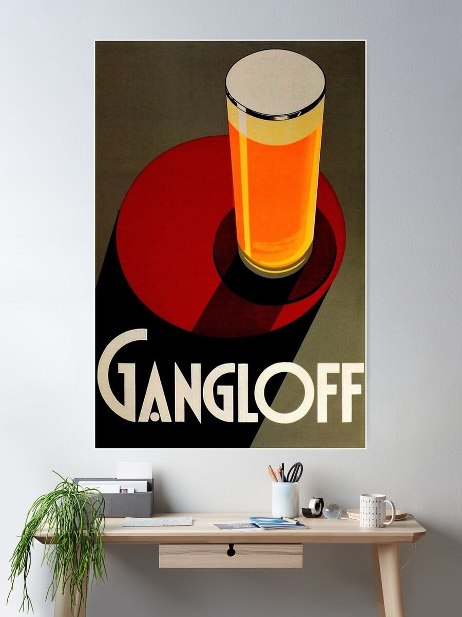 Red Gangloff Beer Big Glass Light Ale Lager Pilsen Poster Wall Art, Modern Wall Decor For Living ...