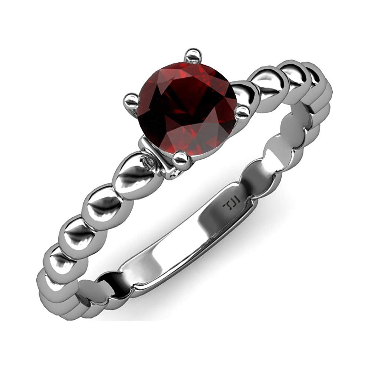 Red Garnet & Diamond Solitaire Plus Bubble Engagement Ring 1.11 ct tw ...