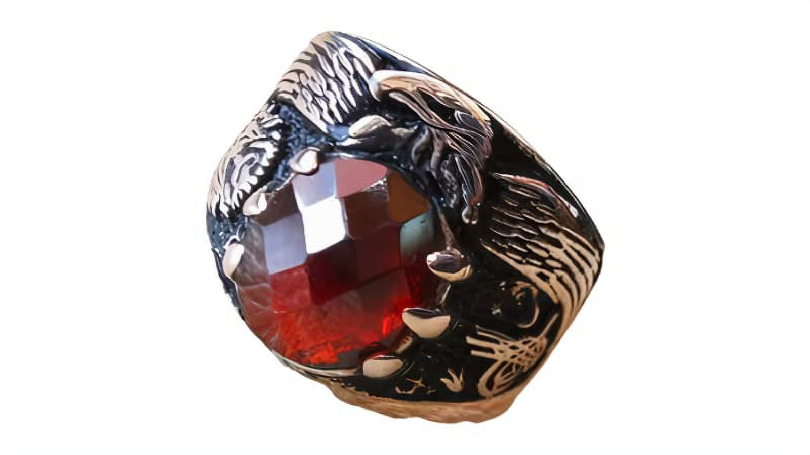 Red Garnet Ring, Silver Jewelry, 925 Silver Ring, Father's Day, Checker ...