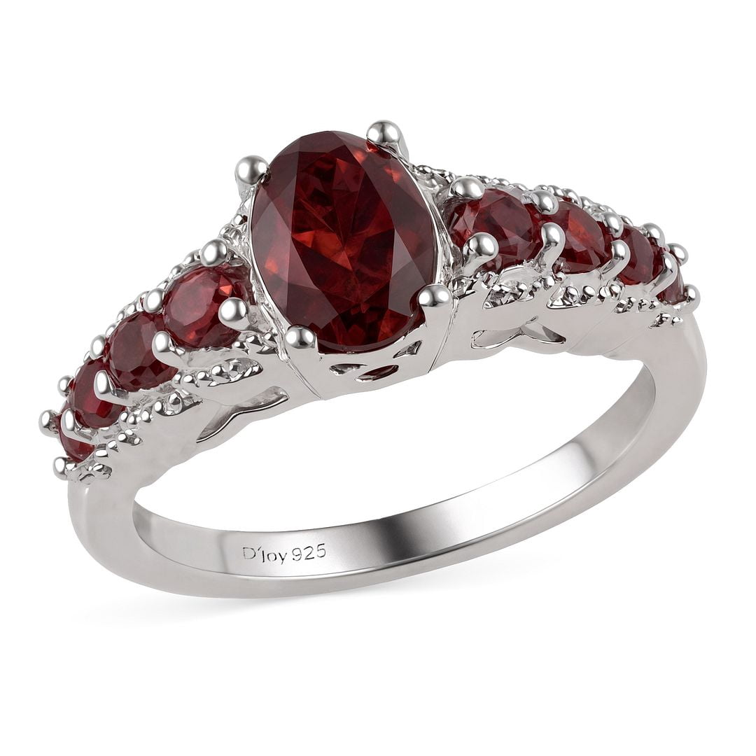 9 Stone Engagement Rings for Women in 925 Sterling Silver Garnet Ring ...