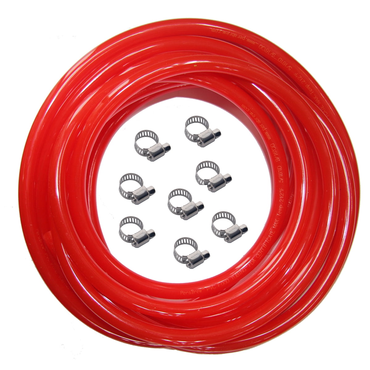 Red Gas Line Air Hose CO2 Tubing Hose ID 5/16'' OD 9/16'' with Hose ...