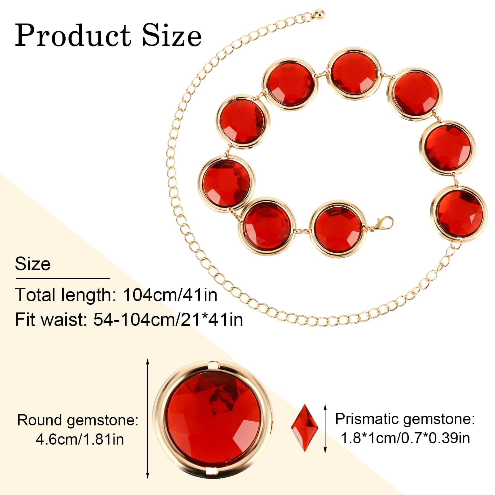 Red Gem Waist Belt, Acrylic Rhinestones Chain Belt with Red Gems ...