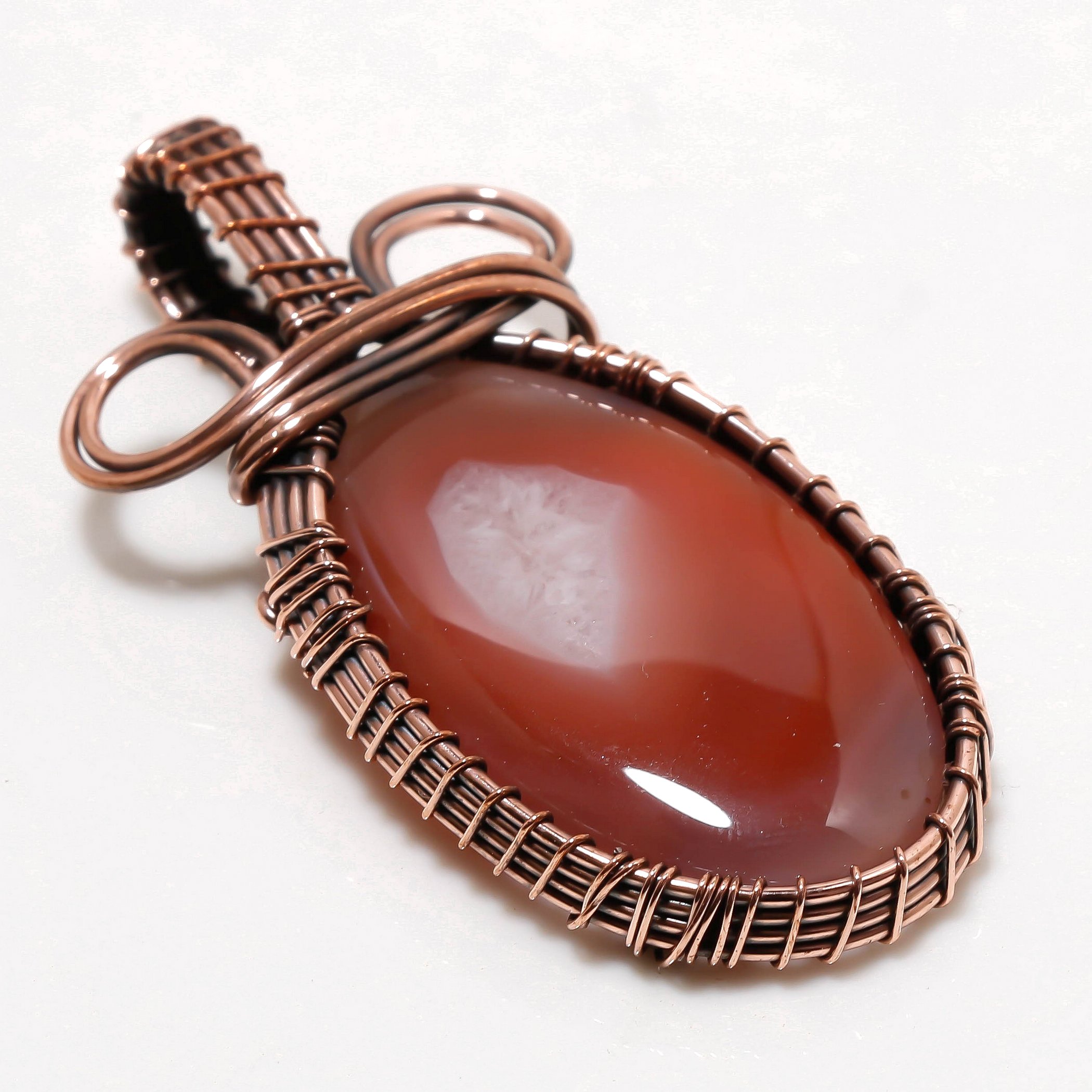 Red Geode Agate Wire Wrapped Handcrafted Copper Gift Jewelry Pendant 2. ...