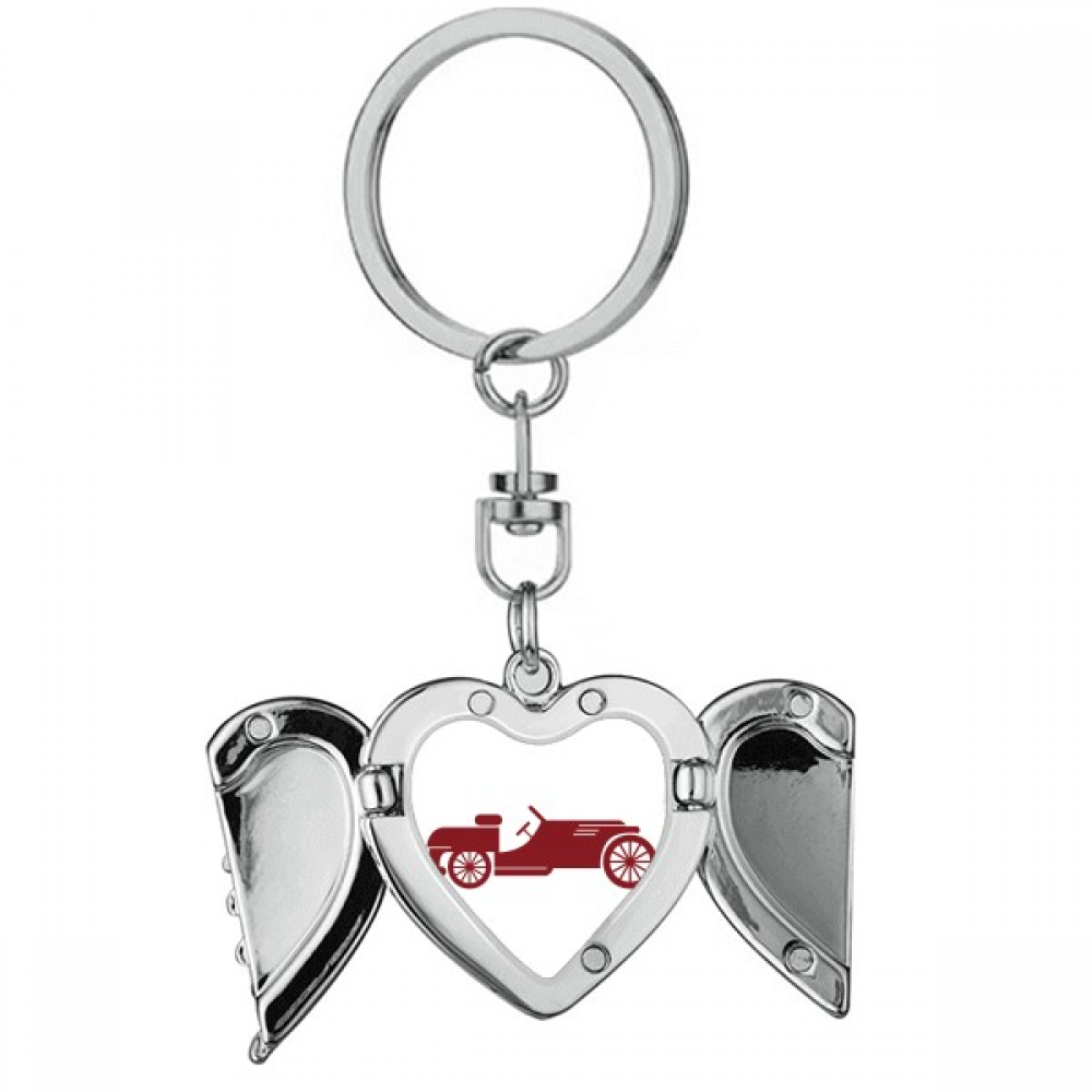 Red Geometric Classic Cars Outline Heart Angel Wing Key Chain Holder ...