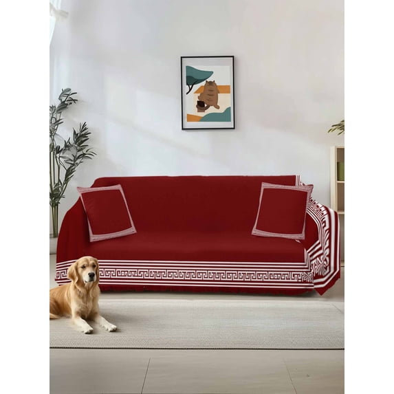 Red Geometric Couch Cover Sofa Covers 3 Cushion Sectional Couch ...