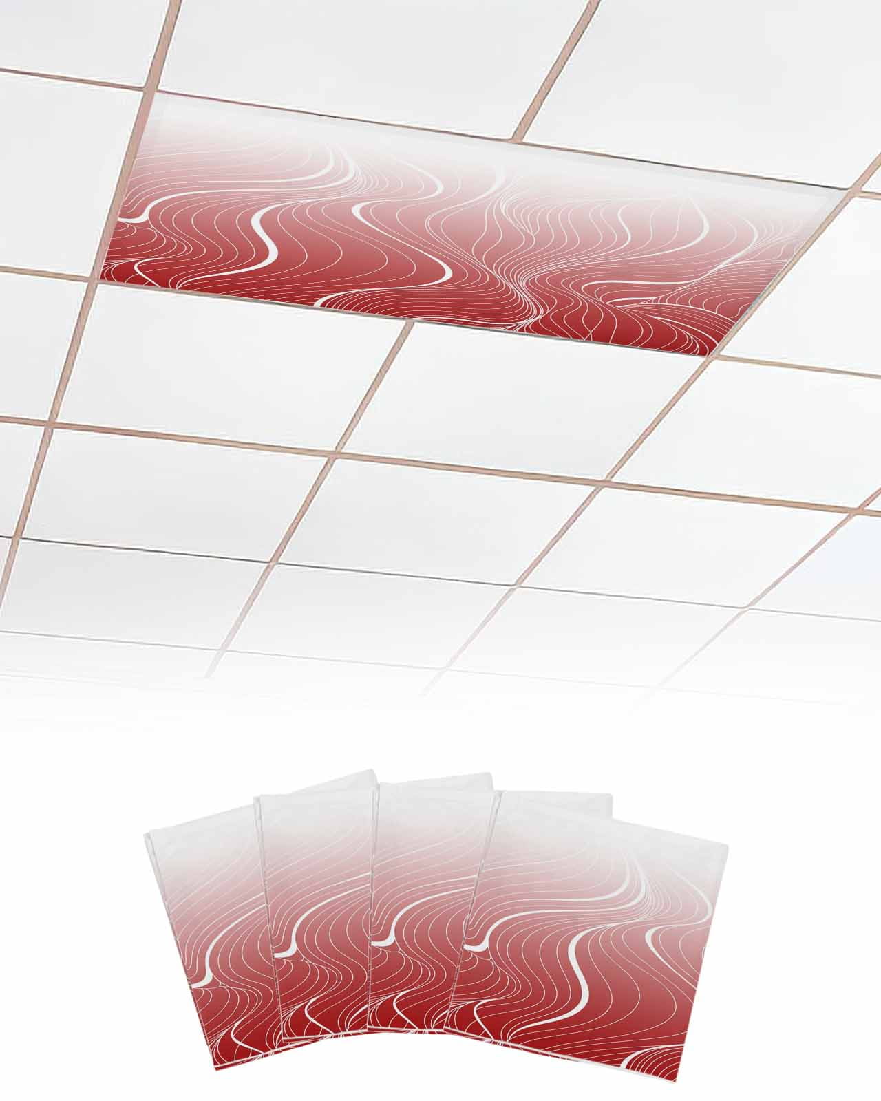 Red Geometric Fluorescent Light Covers for Ceiling Lights 4x2 feet,4 ...