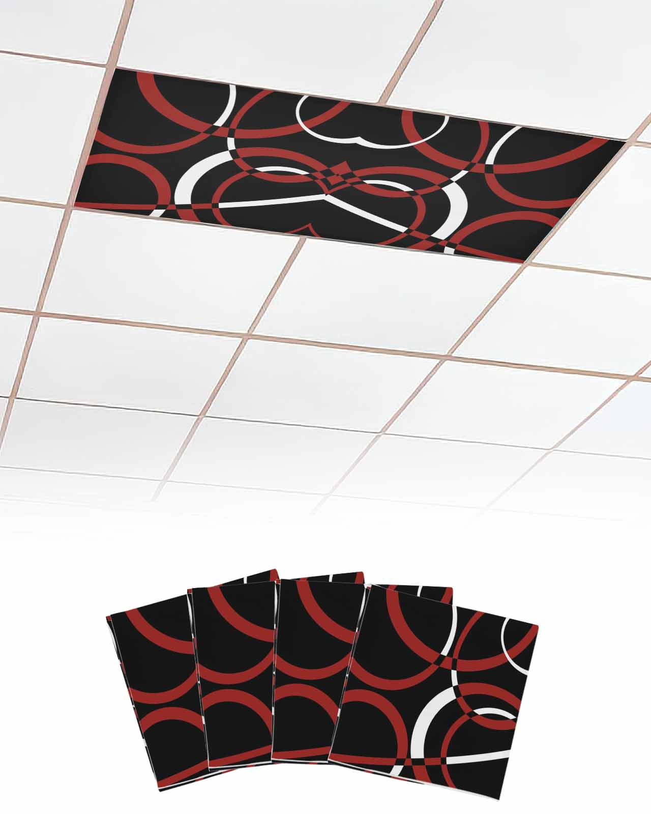 Red Geometric Fluorescent Light Covers for Ceiling Lights 4x2 feet,4 ...