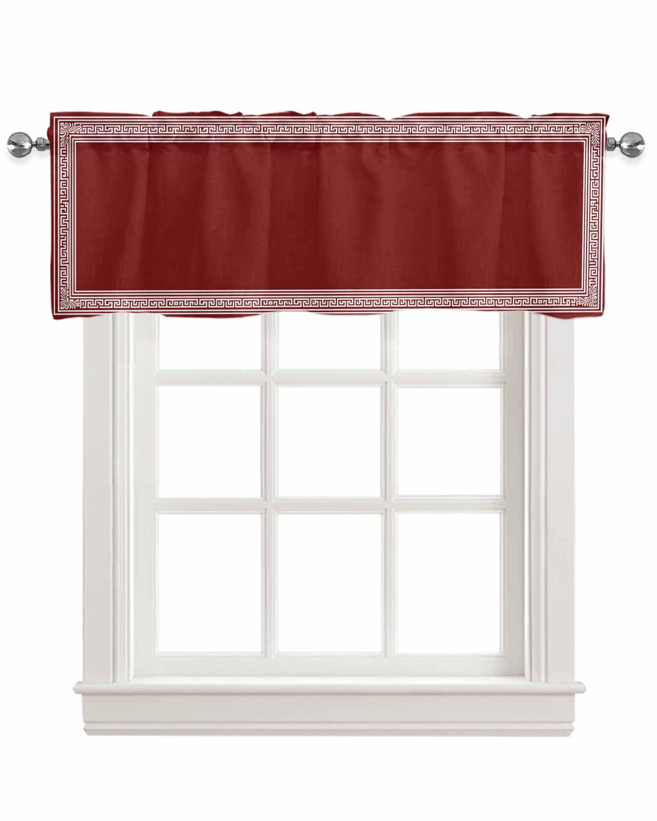 Red Geometric Kitchen Valances for Windows Farmhouse Linen Window ...