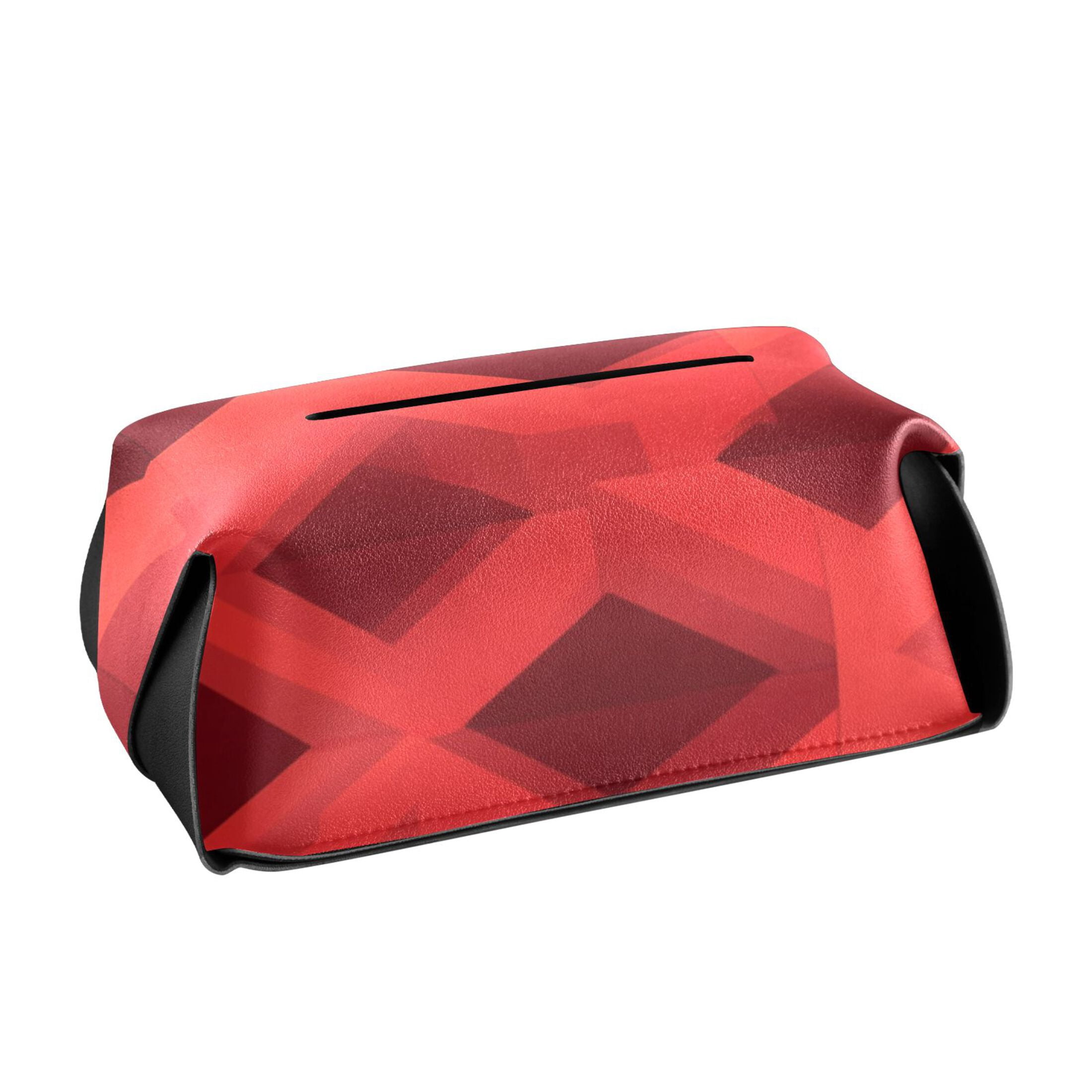 Red Geometric Patten Tissue Box Cover Leather Square Rectangle Tissue ...
