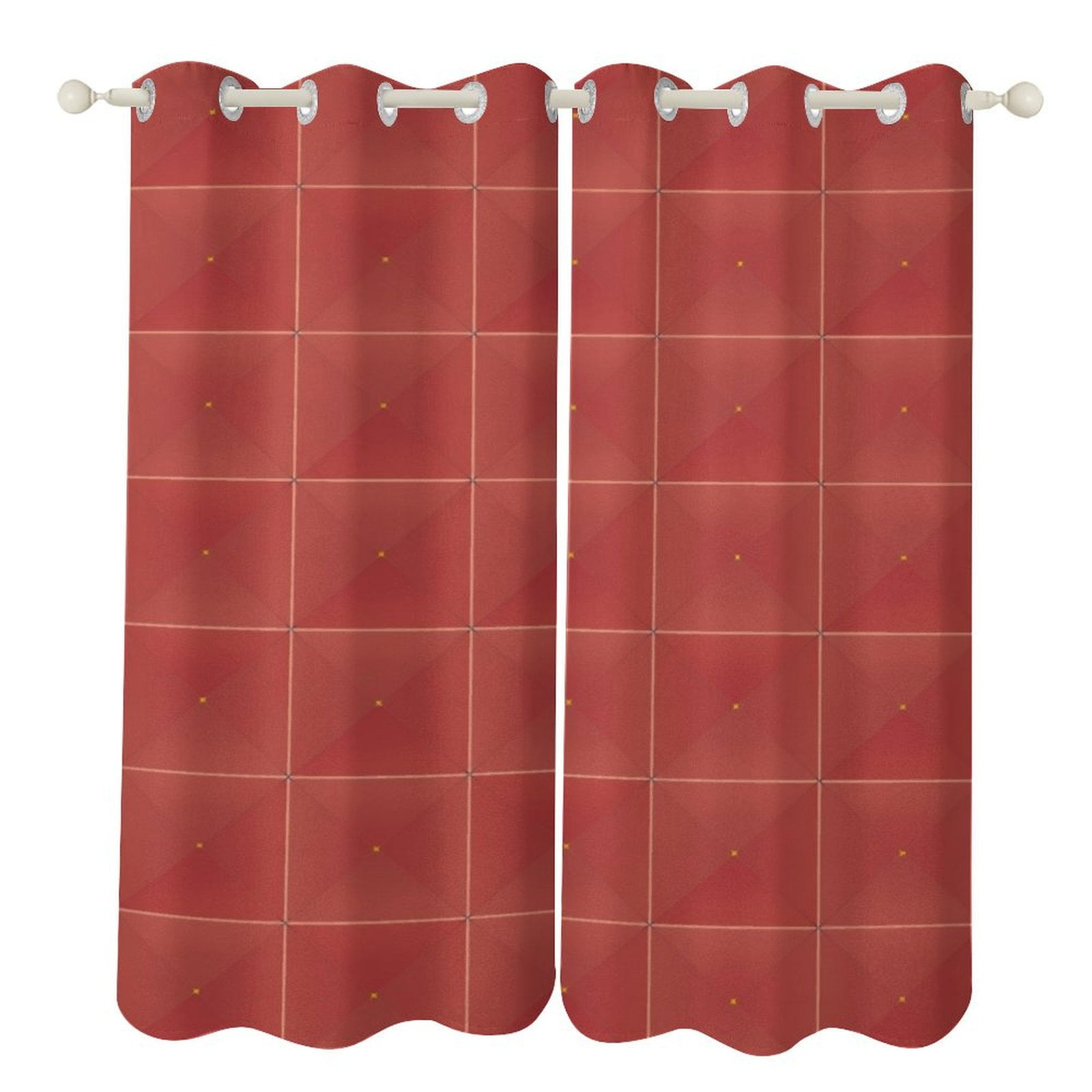 Red Geometric Pattern Subtle Texture Design Curtain for Living Room ...