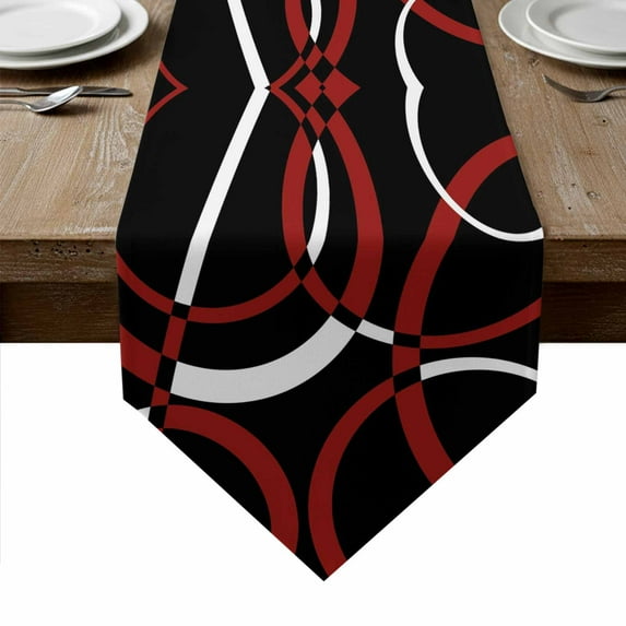 Red Geometric Table Runner Linen Burlap Table Runner 72 Inches Long ...