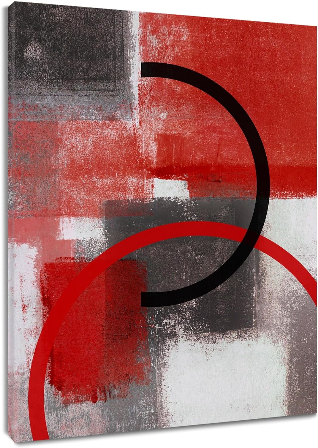 Red Geometric Wall Art for Bathroom Modern Black and White Minimalist ...