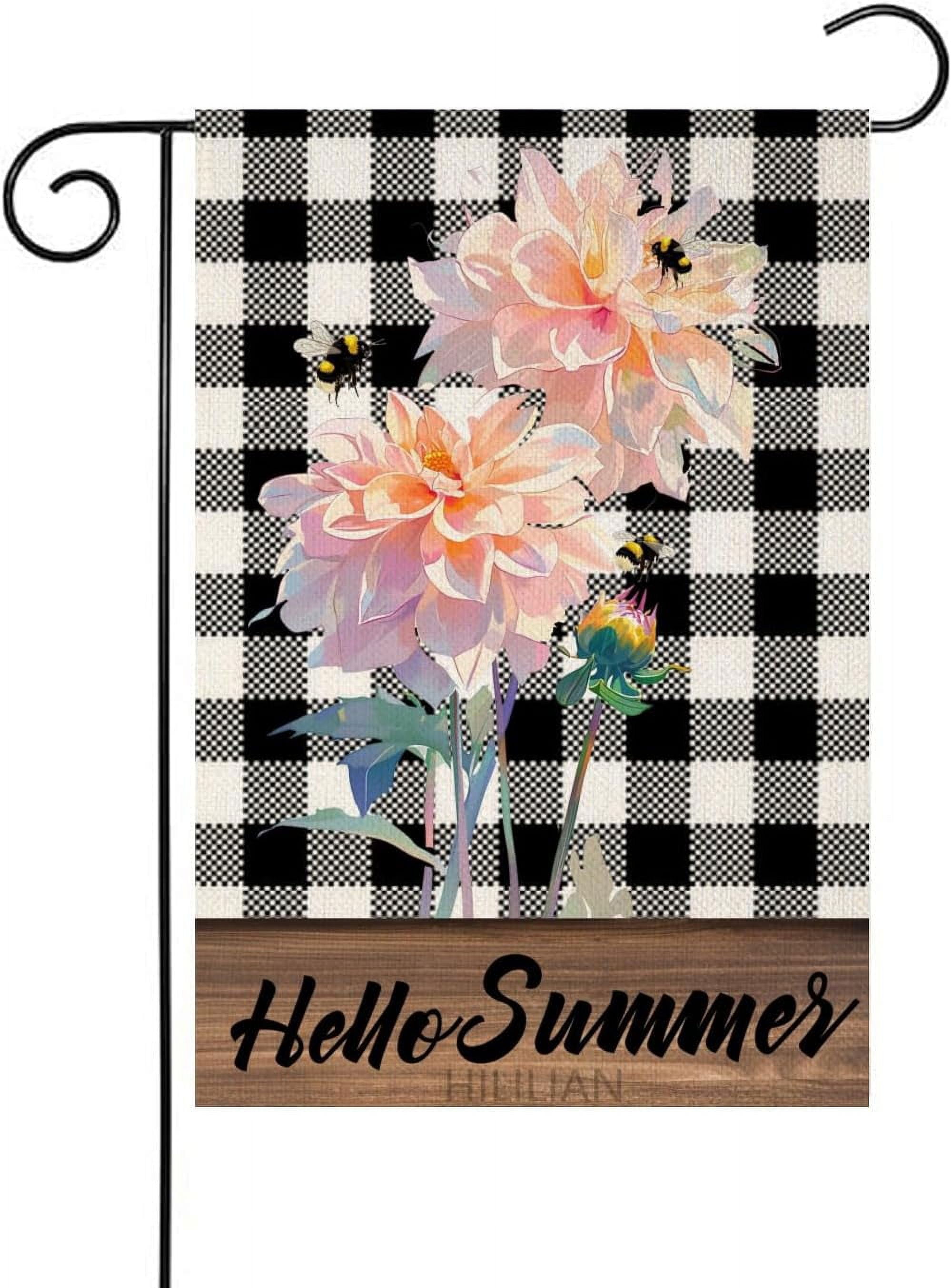Red Geranium Garden Flag Hello Summer Double Sided 12x18 Inch,Bee Home ...