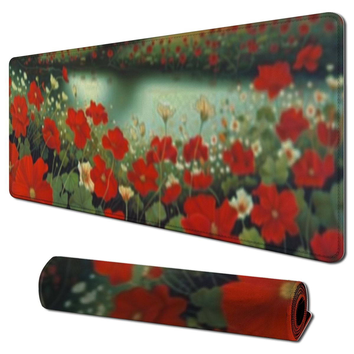 Red Geranium Potted Plant Prints Large Office Gaming Mouse Pad Strong Adhesion And Durability